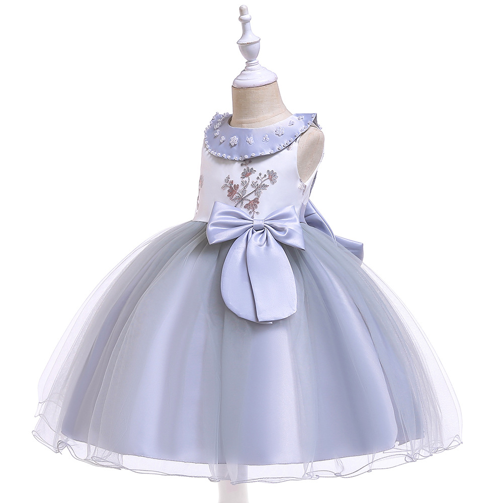 Princess Flower Girl Dress Sleeveless Bow Formal Birthday Perform Party ...