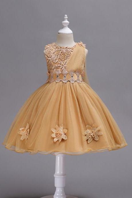 Scoop Ankle Length Champagne Lace Flower Girl Dress On Luulla